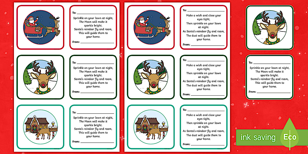 Reindeer Food Poem Labels (teacher made) - Twinkl