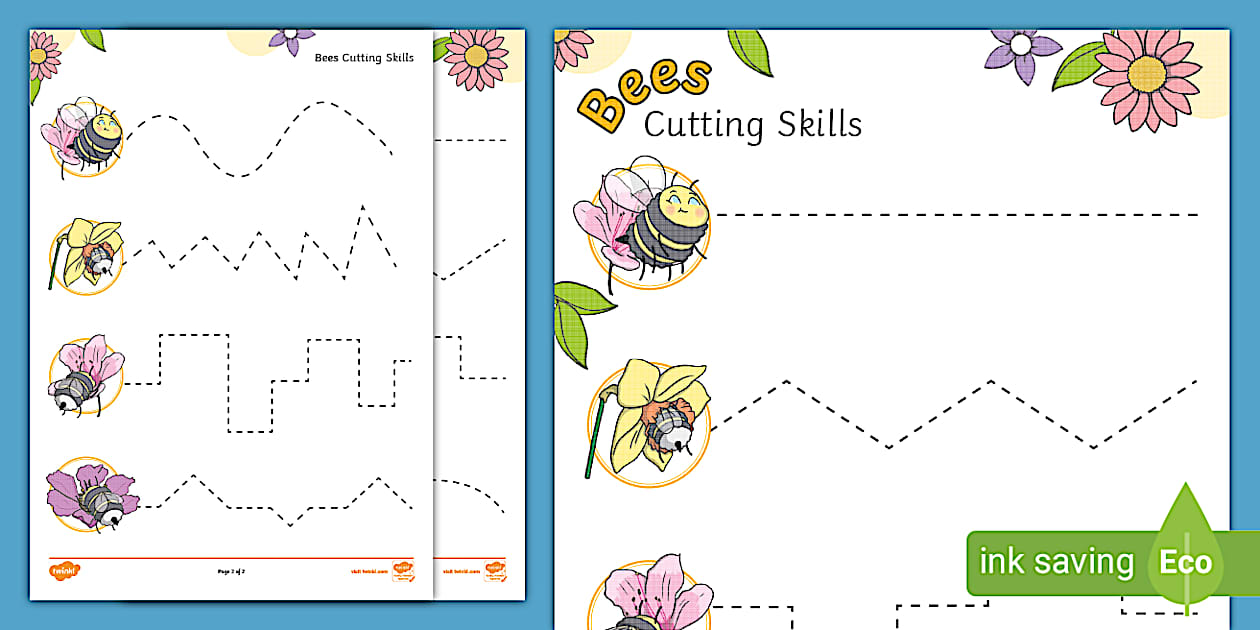 Bee Themed Cutting Activity (teacher made) - Twinkl