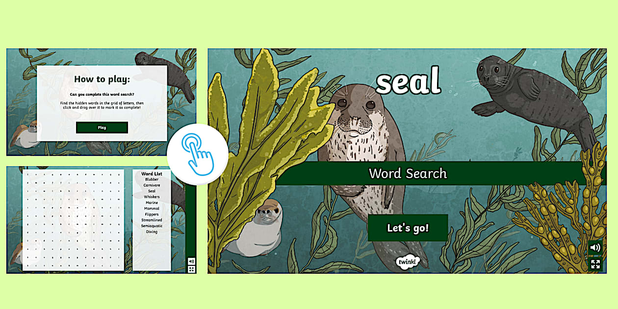 Interactive Seal Word Search | Twinkl | Marine Life | KS1