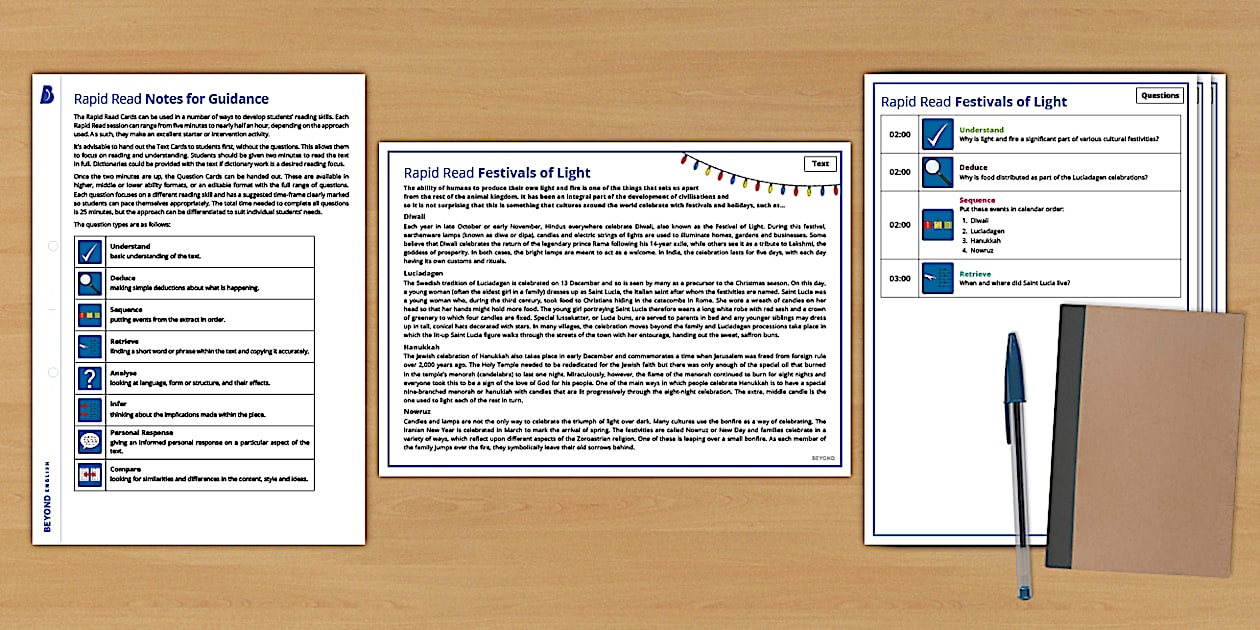 Rapid Reading Comprehension: Festivals of Light - Twinkl