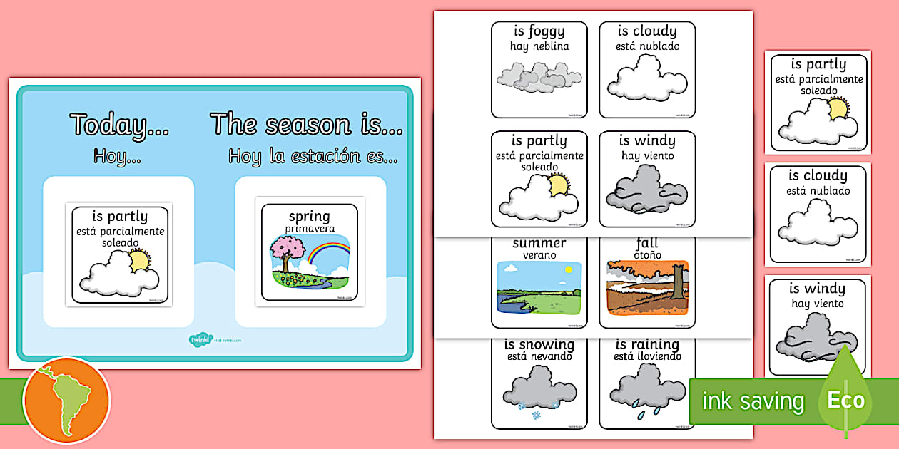 Weather and Season Poster English/Spanish - Weather and Season Display ...