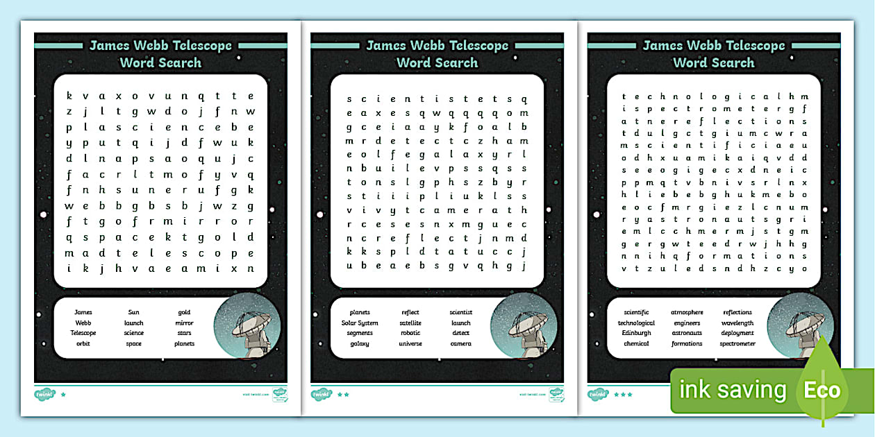 James Webb Telescope Differentiated Word Search - Twinkl