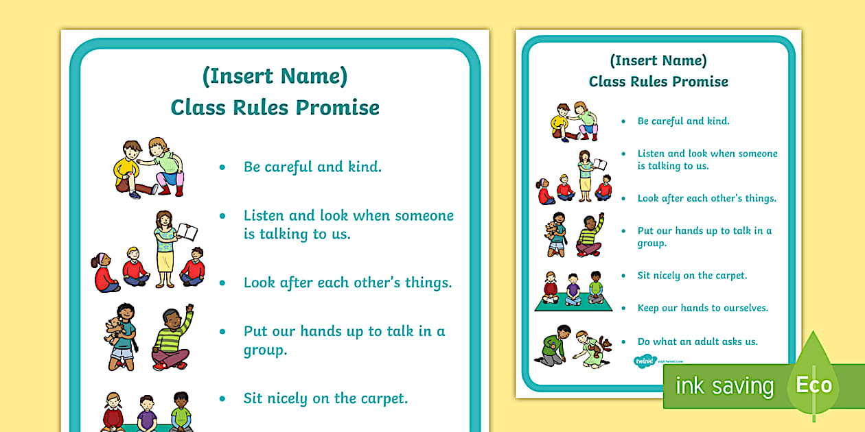 Editable Class Rules Poster - Pre-K Classroom Expectations