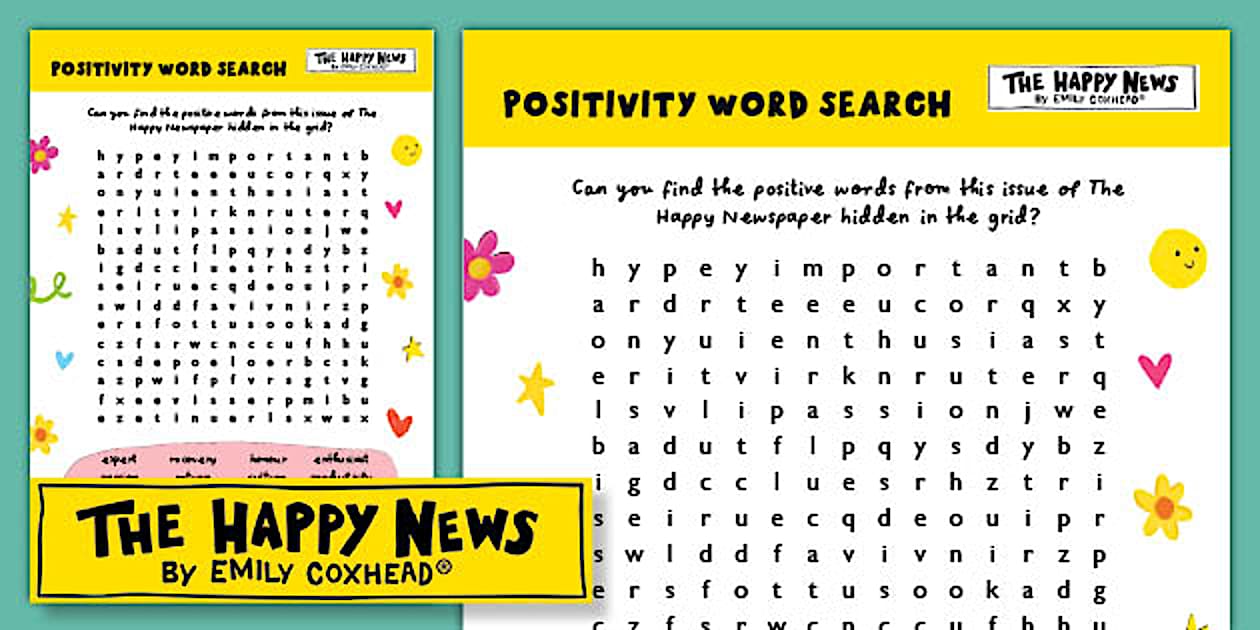 FREE! - The Happy Newspaper: Positivity Word Search - Twinkl