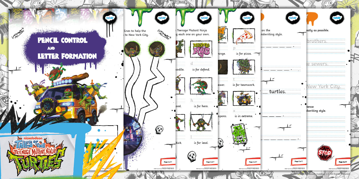 TMNT: Pencil Control and Letter Formation Activity Booklet