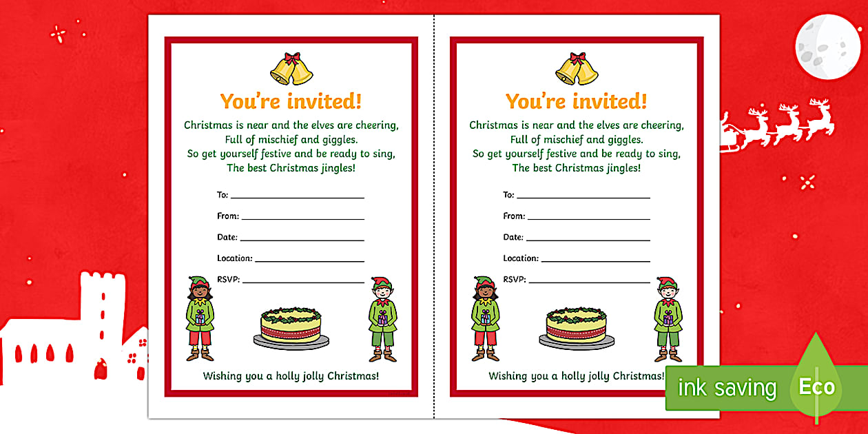 Editable Christmas Party Invitation (teacher made) - Twinkl