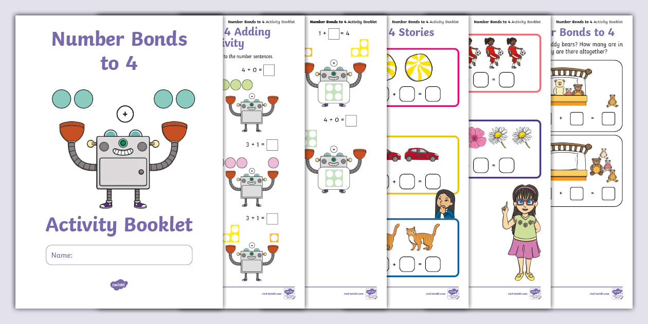 👉 Number Bonds of 4 Booklet (teacher made) - Twinkl