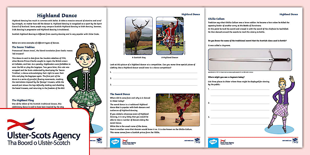 FREE! - Ulster Scots Highland Dance Activity Sheets | Culture