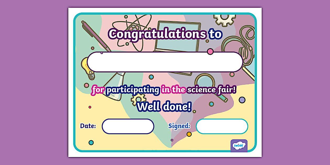 Science Fair Certificate