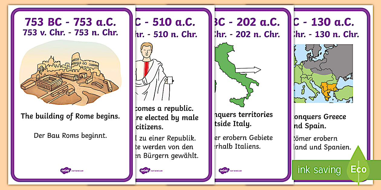 Roman Empire Timeline Poster English/German (teacher made)