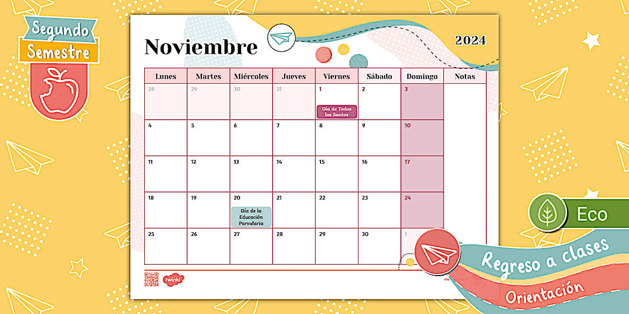 Calendario de noviembre 2024 para imprimir | Twinkl Chile