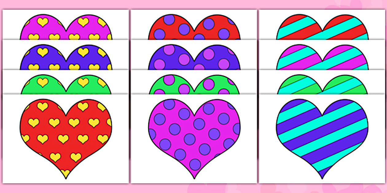 Valentine's Day Patterned Hearts (teacher made) - Twinkl