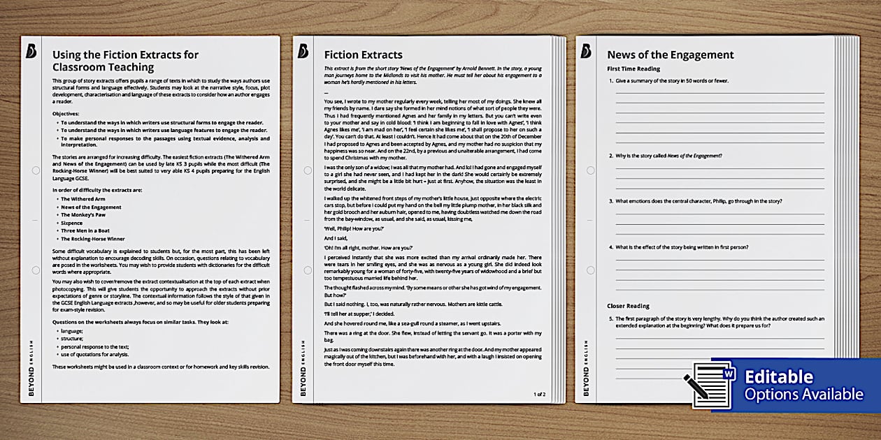 Fiction Extracts for GCSE English Language Exam Revision