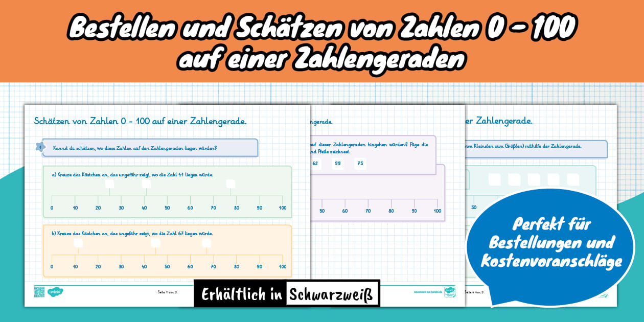 * NEW * Ordnen und Schätzen von Zahlen 0 - 100 auf einer Zahlengerade