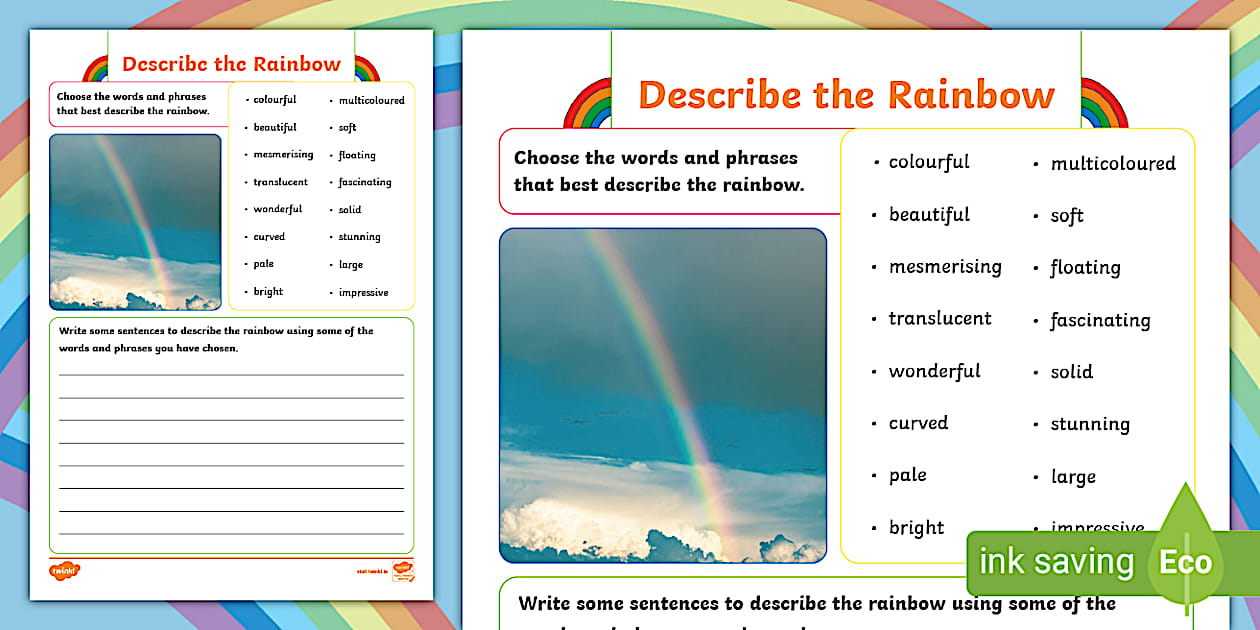 Describe the Rainbow Worksheet (teacher made) - Twinkl