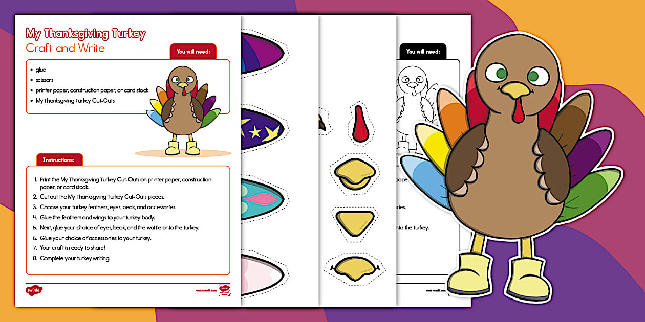 Thanksgiving Turkey Craft | ELA | Twinkl USA (Teacher-Made)