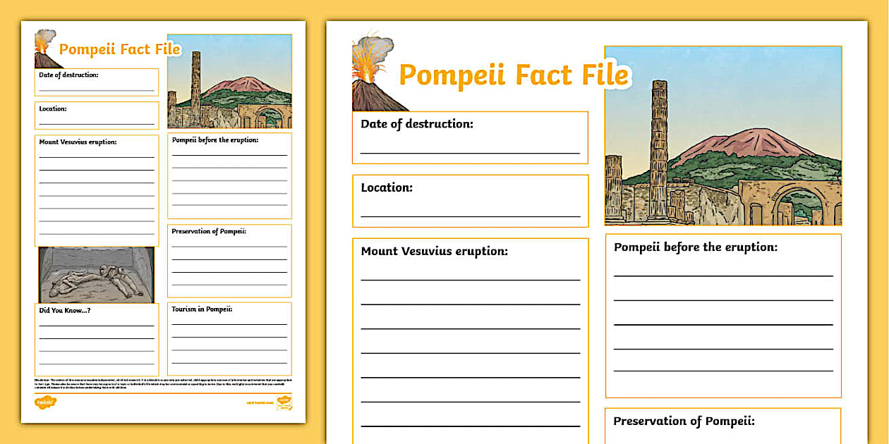 Pompeii Fact File Template (teacher made) - Twinkl