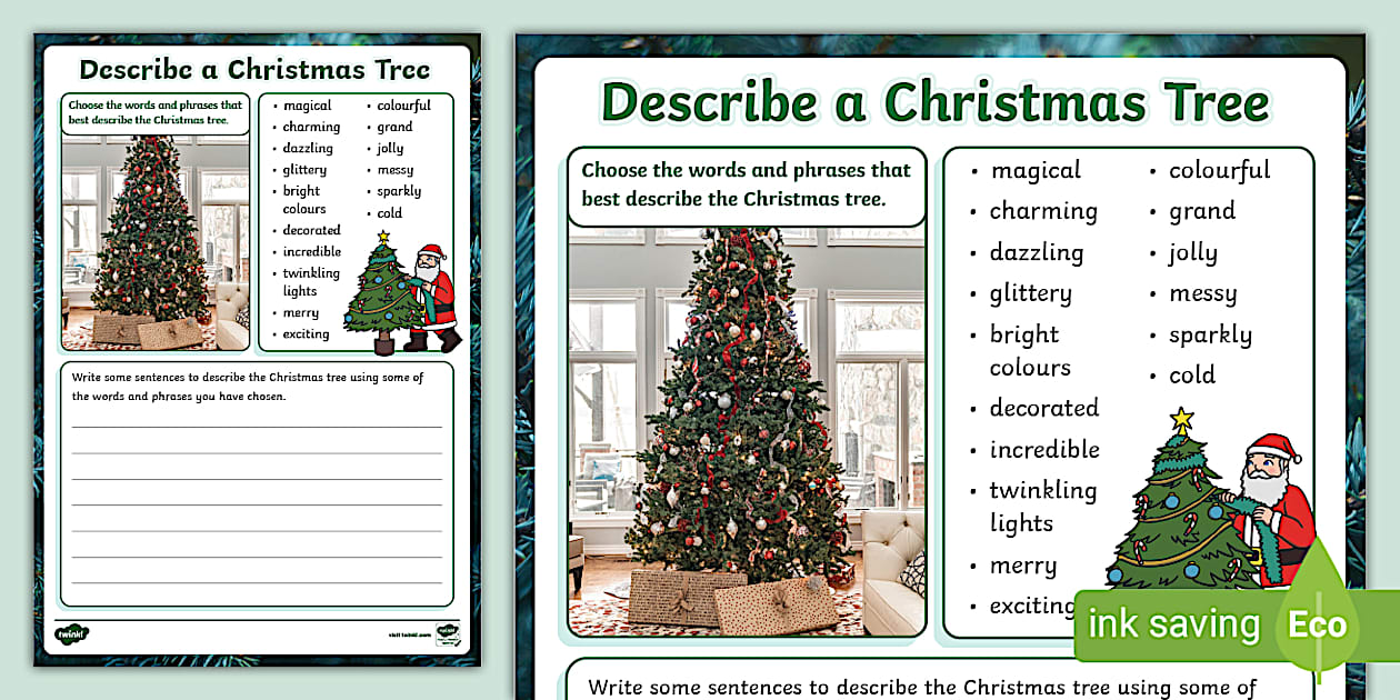 Describe a Christmas Tree Writing Activity (teacher made)