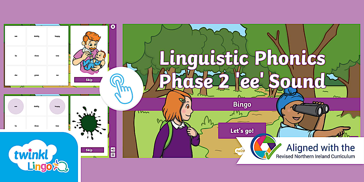 Linguistic Phonics Phase 2 'ee' Sound Bingo Game - Twinkl