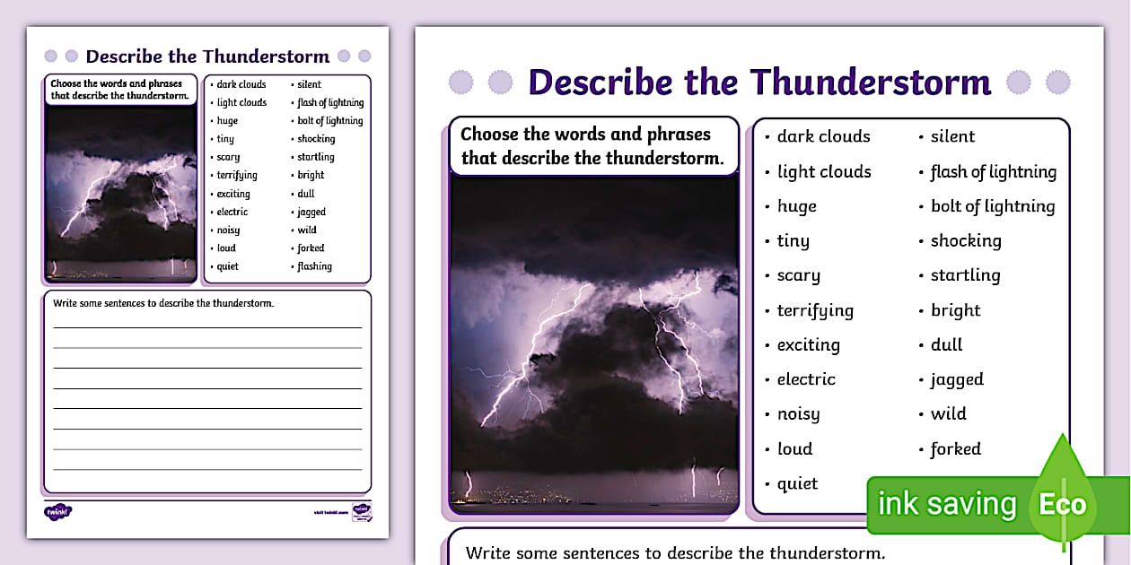 Describe the Thunderstorm Writing Activity (teacher made)