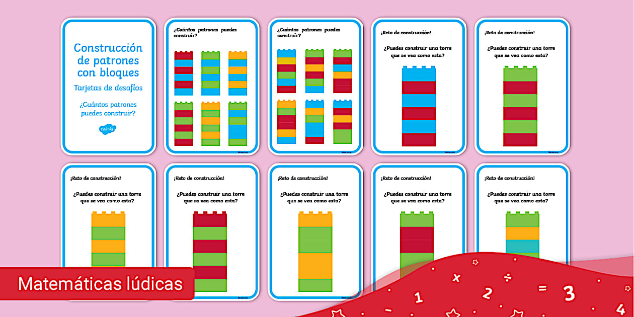 Construcción de patrones - tarjetas de reto - Twinkl