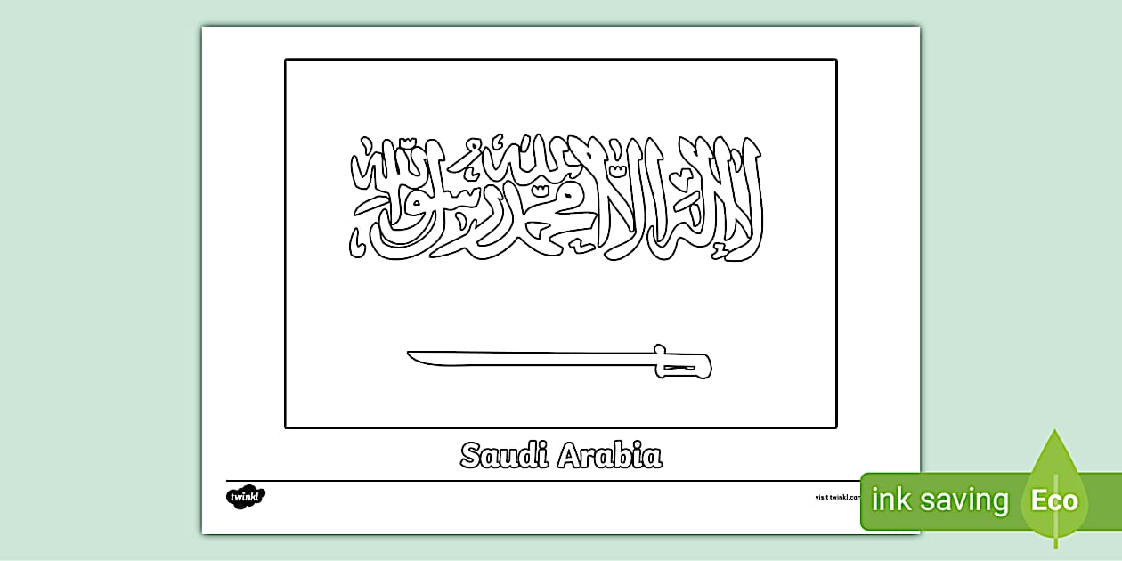 Saudi Arabia Flag Colouring Sheet | Worksheets | Twinkl