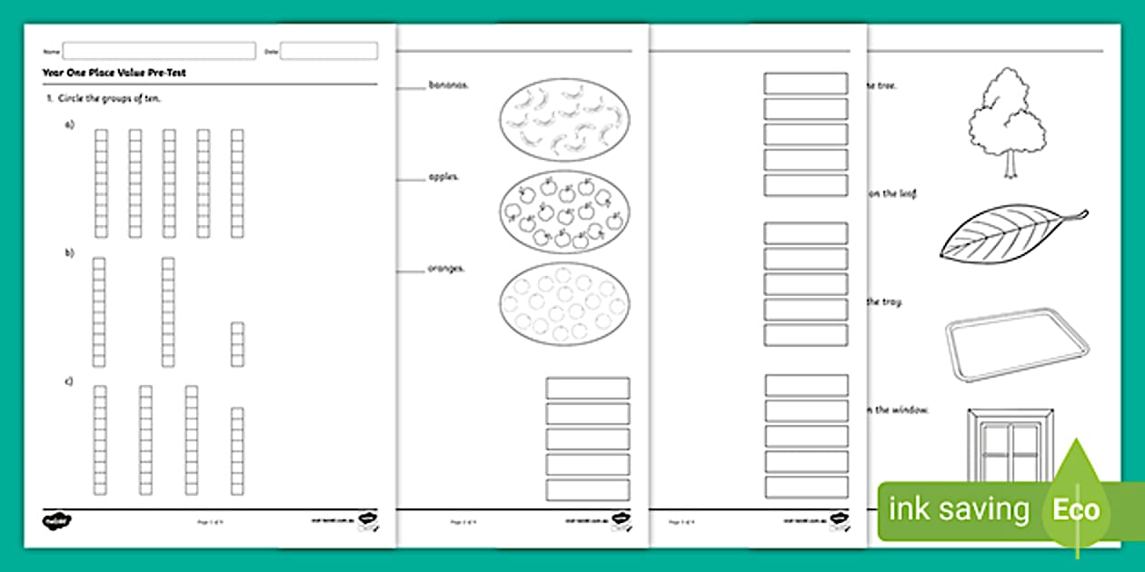 Year One Place Value Pre-Test and Analysis Guide - Twinkl