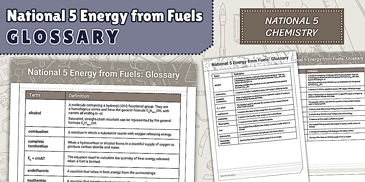 National 5 Energy from Fuels Glossary