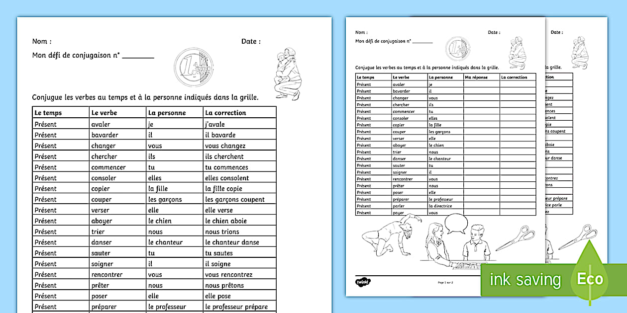 ER Verbs Worksheet | Conjugation of Verbs | Grammar Resource