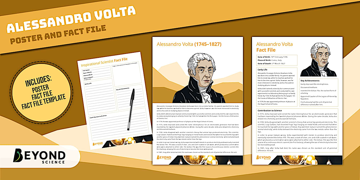 Alessandro Volta Poster and Fact File | Beyond Science