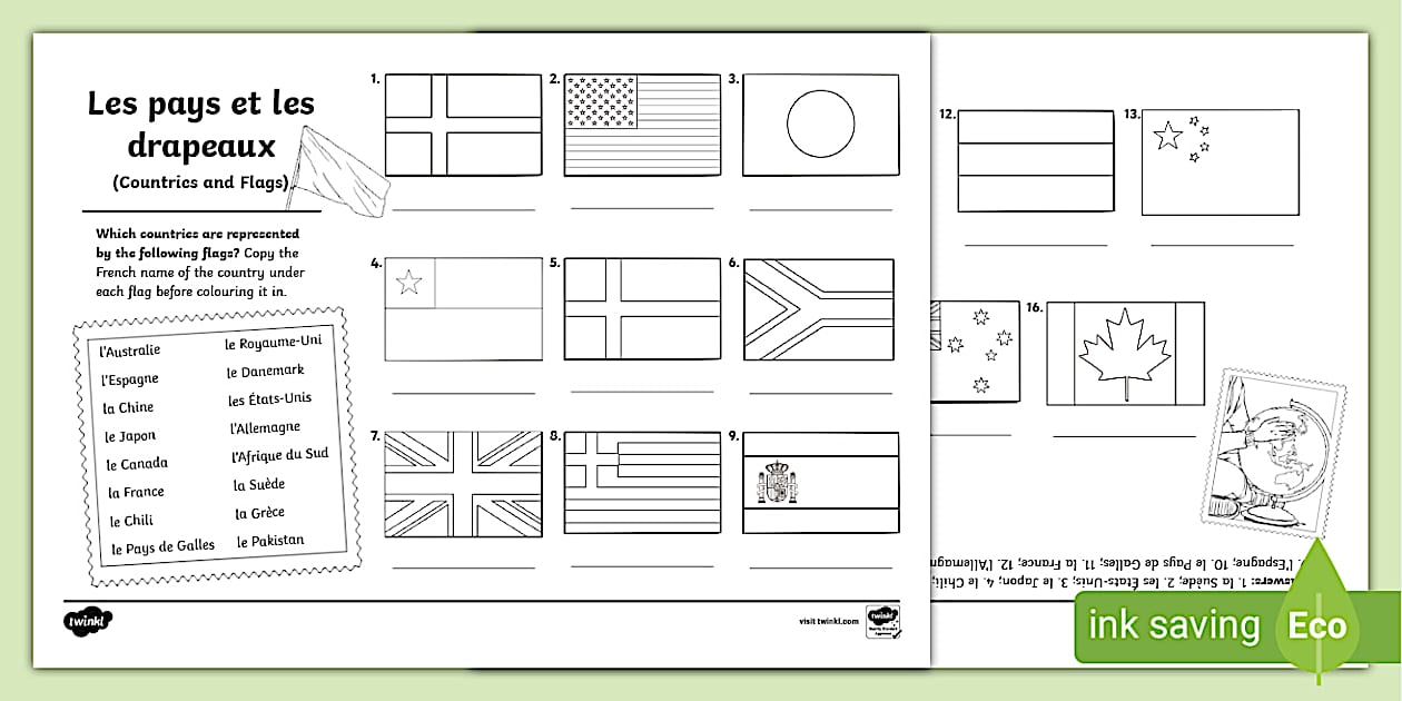 👉 French KS2 Countries and Flags Matching Up Activity Sheet