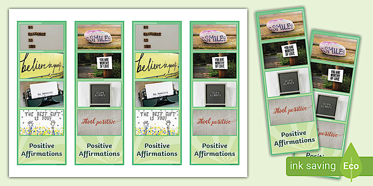 Positive Affirmations Photo Strip Bookmarks (Lehrer gemacht)