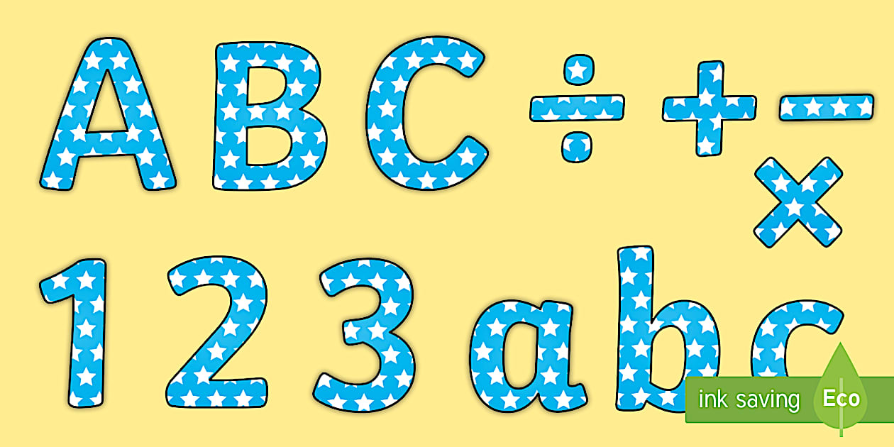 Blue With White Stars Lettering (teacher made) - Twinkl