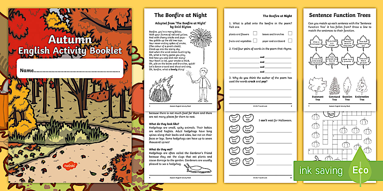 Editable Year 2 Autumn English Activity Booklet - Twinkl