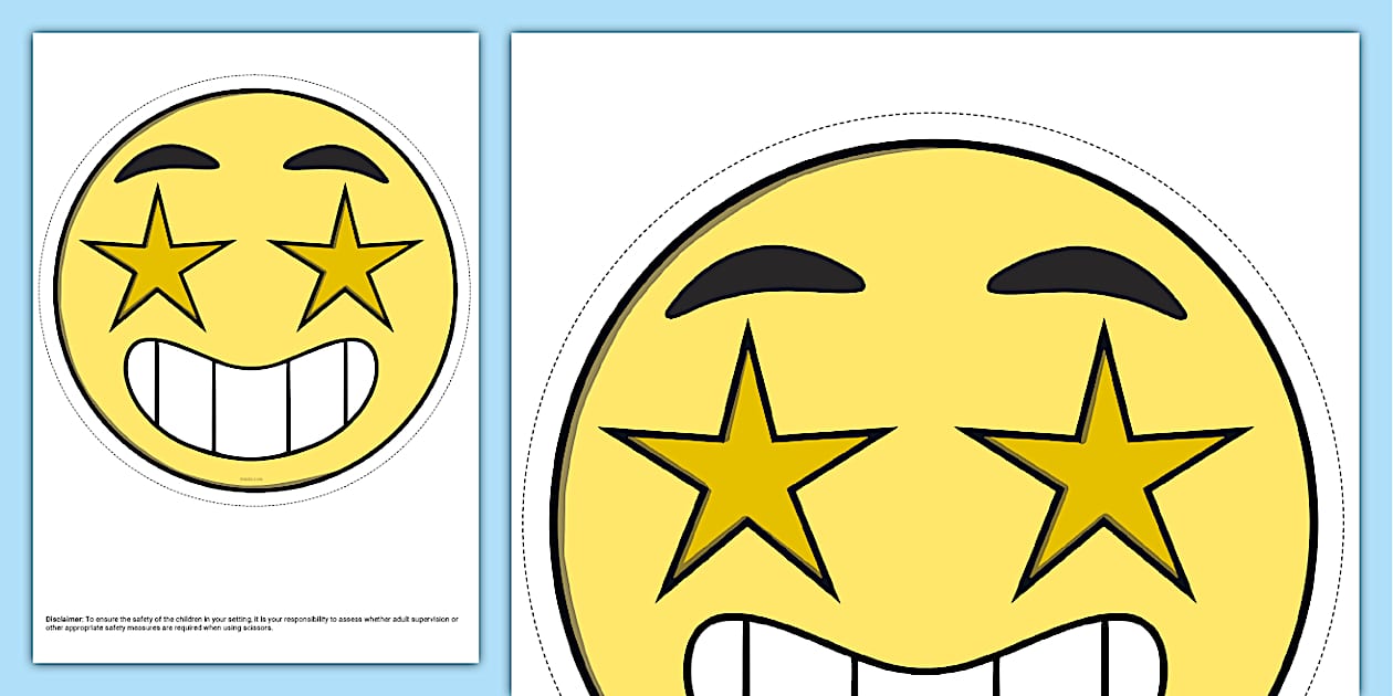 Star Eyes Emoticon Cut Out (teacher made) - Twinkl