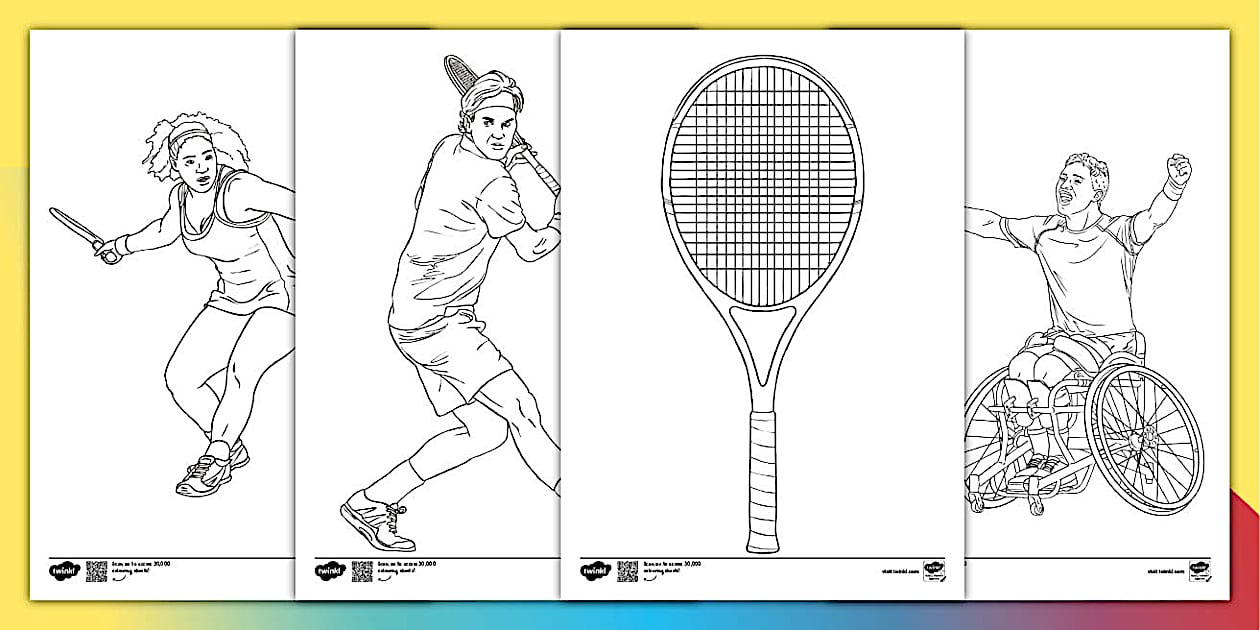 Editable Tennis Colouring Sheets (teacher made) - Twinkl