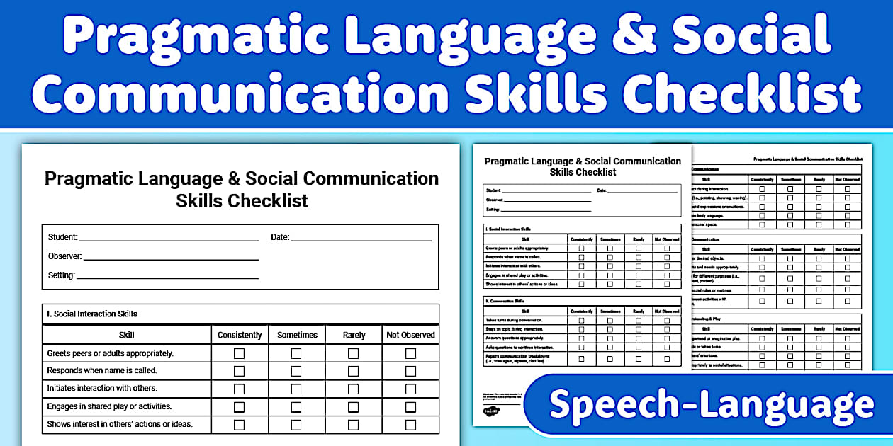 Pragmatic Language & Social Communication Skills Checklist