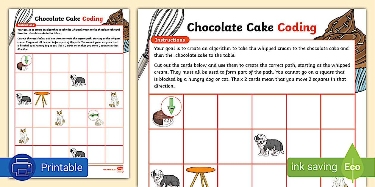 Robotics and Coding - Coding Worksheet: Chocolate Cake