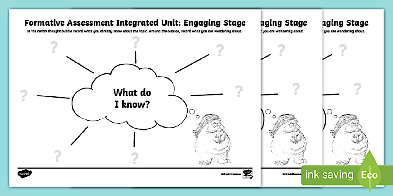 Year 5-6 Integrated Unit Engaging Stage Formative Assessment Sheet