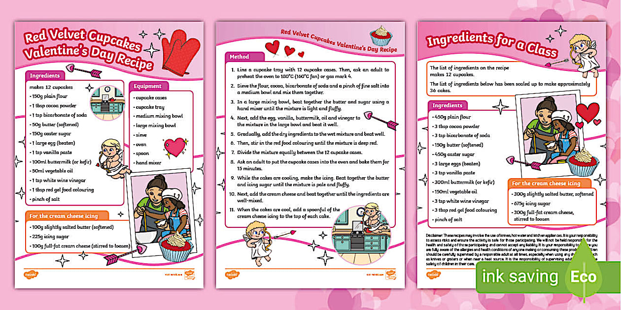 KS1 Red Velvet Cupcakes Valentine's Day Recipe - Twinkl