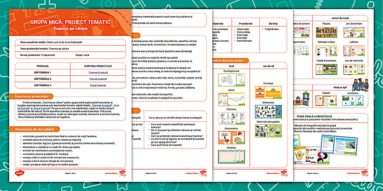 Grupa mică: Toamna pe cărare – Proiect tematic - Twinkl