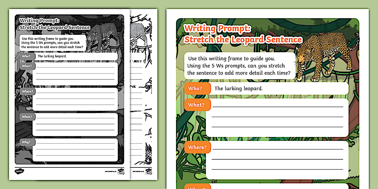 Writing Prompt: Stretch the Leopard Sentence (teacher made)