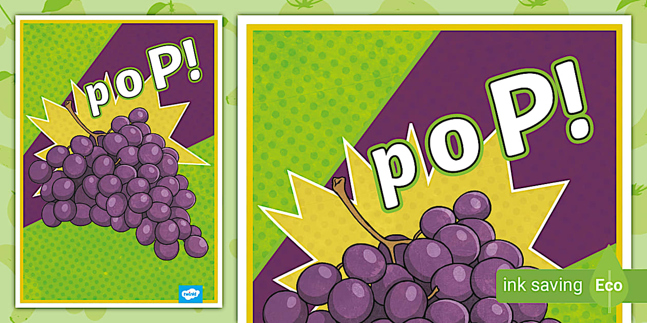 Grapes Pop Art Display Poster (teacher made) - Twinkl