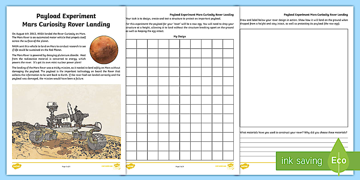 Curiosity Mars Rover Payload Activity (teacher made)