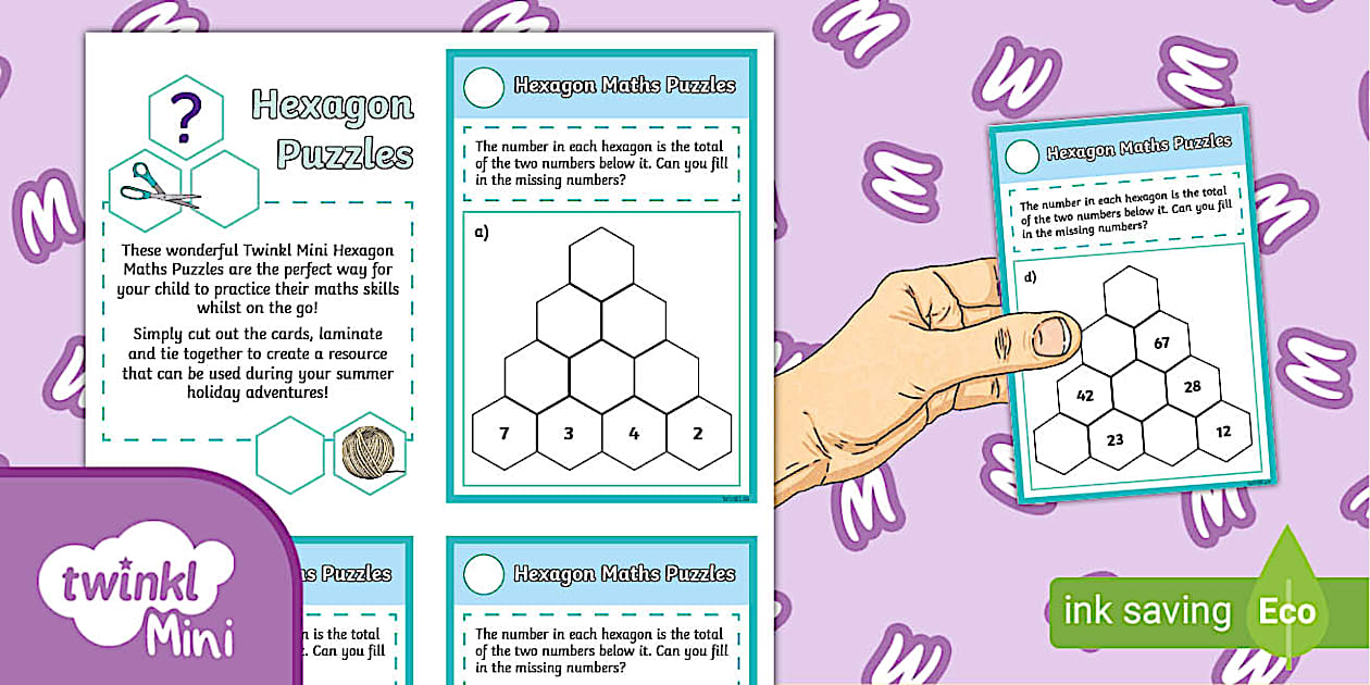 Hexagon Maths Puzzle Mini Cards (Hecho por educadores)