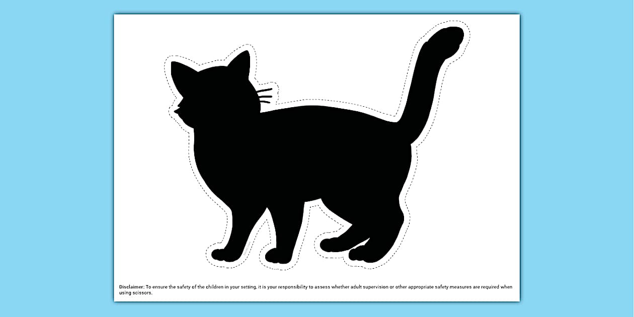 Cat Silhouette Cut-Out (teacher made) - Twinkl