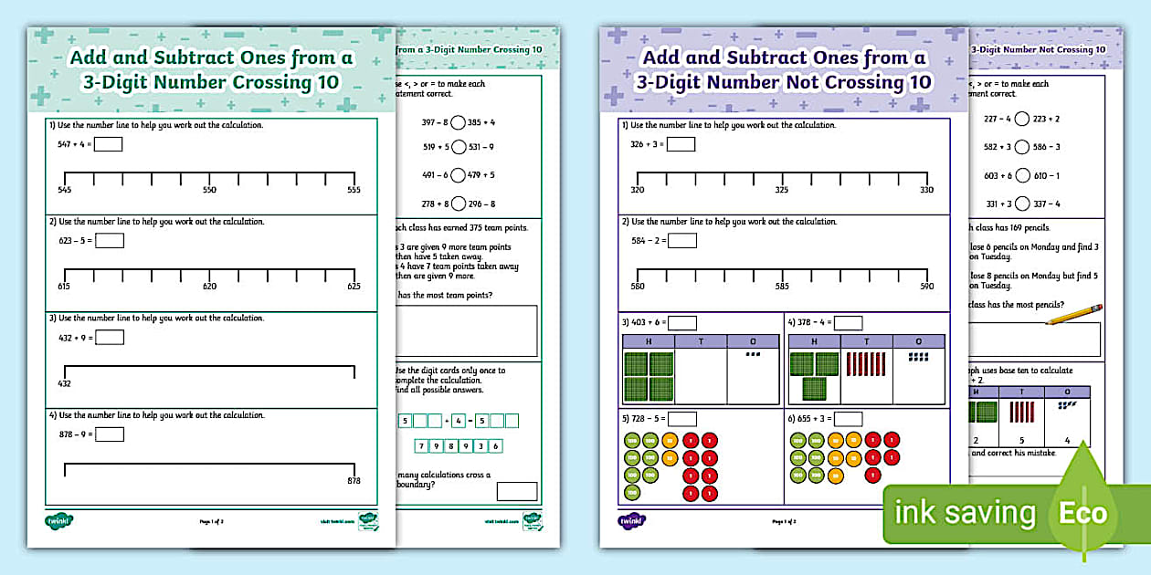 👉 Year 3 Maths Adding and Subtracting Ones from a 3-Digit Number Activity
