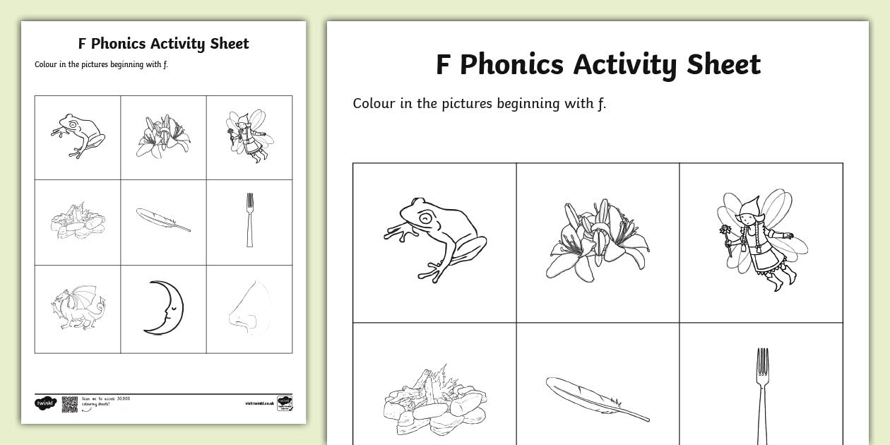 Phonics 'F' Worksheet | Primary Literacy Resources