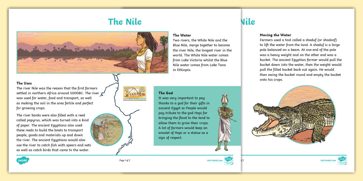 The Ancient Egyptians The River Nile Information Print Out