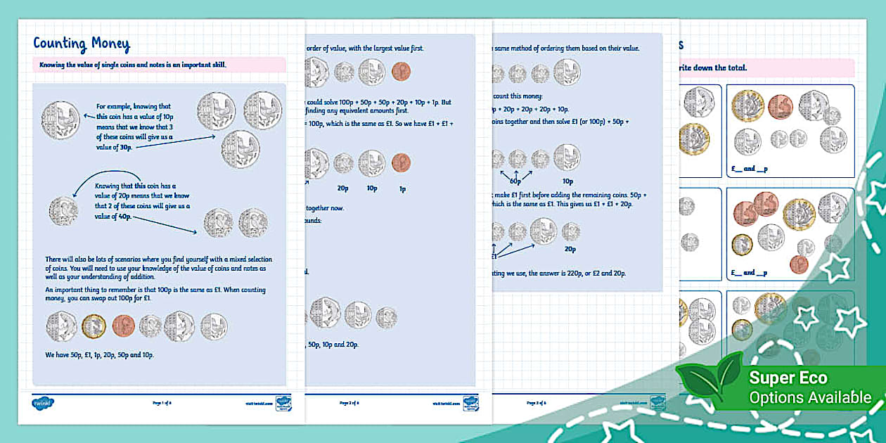Money: Counting Mixed Money (Ages 7 - 8) (teacher made)